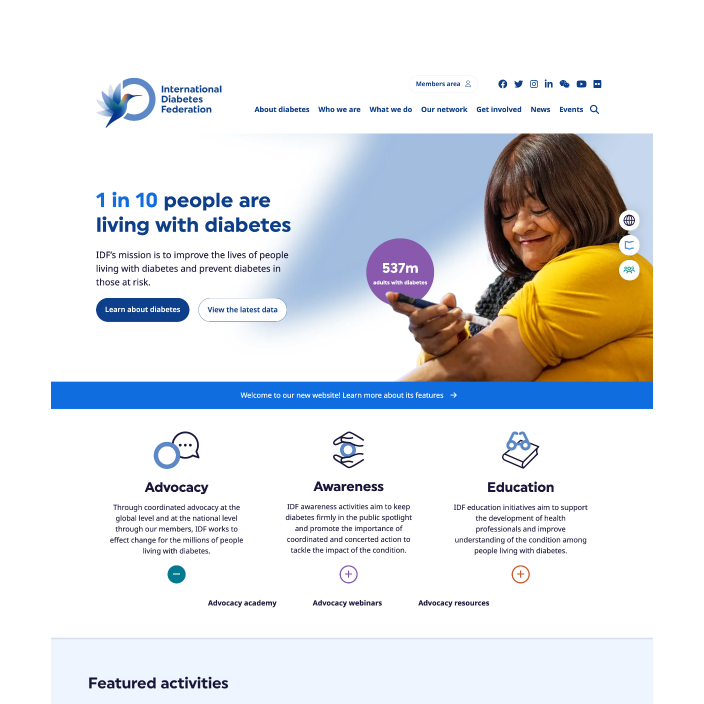 International Diabetes Federation Website & Branding | Optima Design ...
